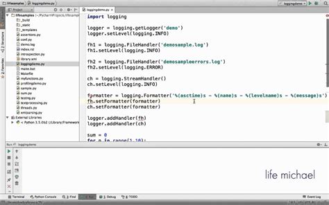logging messages in python youtube