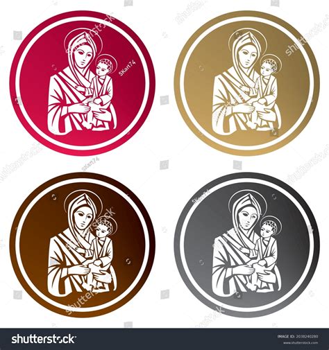 Virgin Mary Jesus Christ Icon Vector Stock Vector Royalty Free