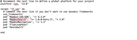 mapbox navigation and mapbox search for ios sdk not installing