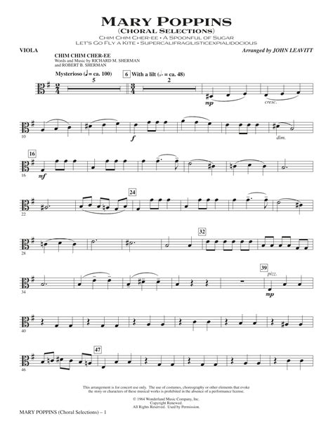 Mary Poppins Choral Selections Arr John Leavitt Viola Sheet