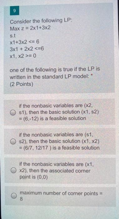 Solved G Consider The Following Lp Max Z 2x1 3x2 S T
