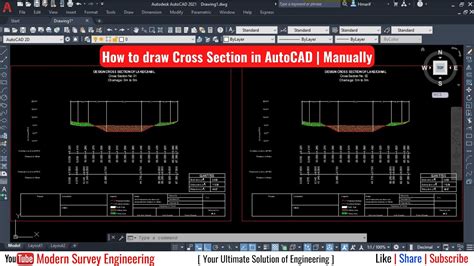 how to draw cross section in autocad manually and calculate earth work
