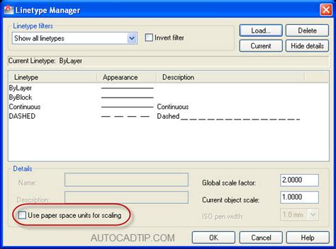 modify linetype scale in model space and viewport same