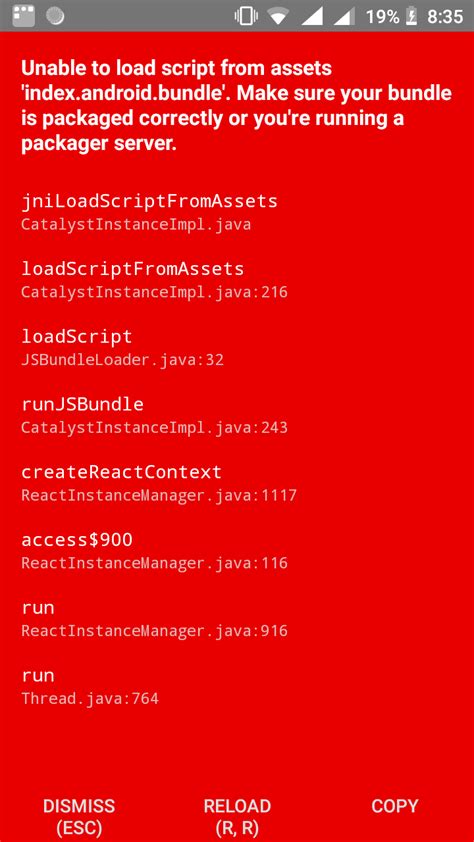 javascript react native app on android build says