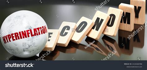 Hyperinflation Economy Domino Effect Chain Reaction Stock Illustration