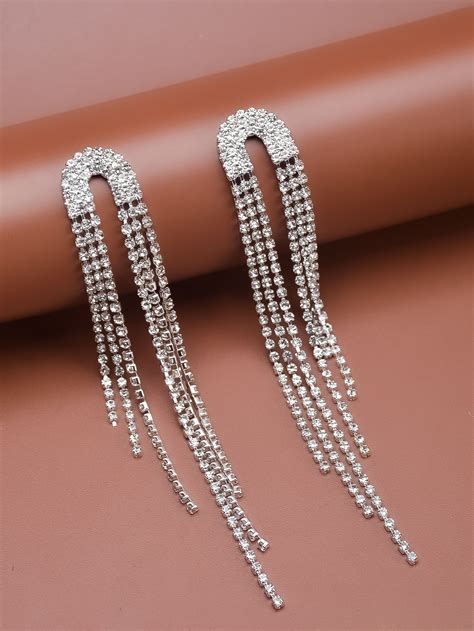 Rhinestone Tassel Decor Drop Earrings Artofit