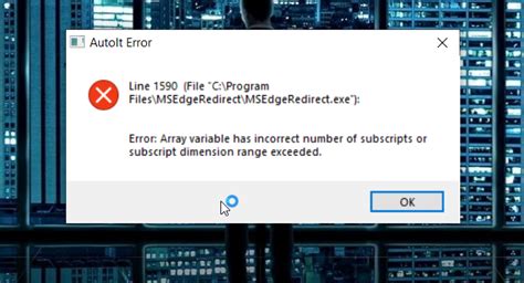 line 1590 error array variable has incorrect number of subscripts or