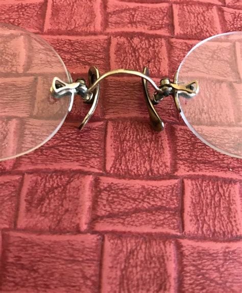 Antique Gold Pince Nez Eyeglasses And Case Maker Ma… Gem
