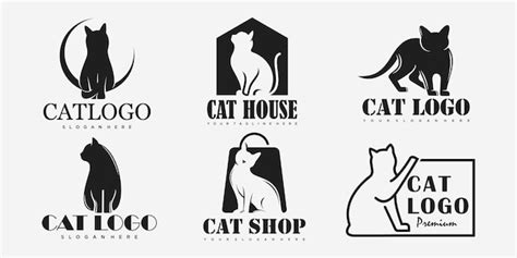 Plantilla De Vector De Diseño De Logotipo De Gato Conjunto De Iconos De