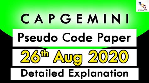 detailed explanation of capgemini pseudo code paper held on 26 aug 2020