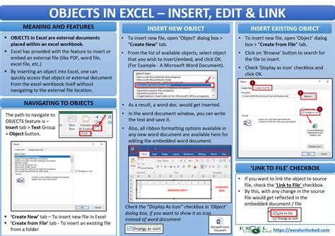 an object in excel create insert edit and link excel unlocked