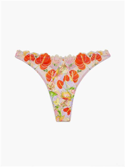 Mutha Nature Satin Thong Panty In Multi And Orange And Pink And Purple