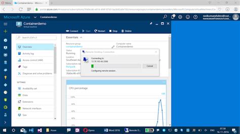 azure container services and creating a container host virtual machine