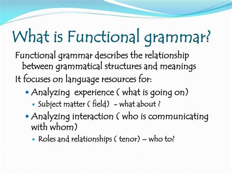 Ppt Systemic Functional Grammar Powerpoint Presentation Free