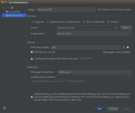 phpstorm 2017 1 remote php cli in docker configuration i file