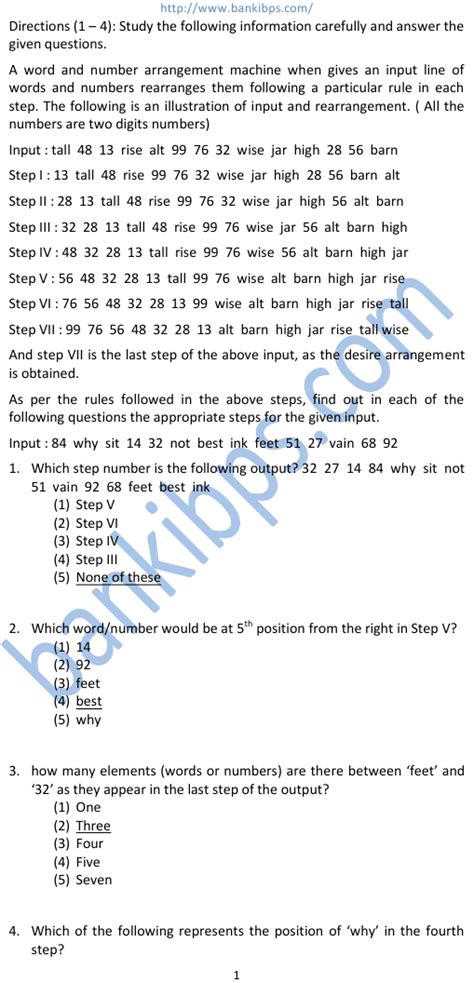 ibps po reasoning question paper 2012