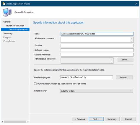 create an app to deploy with windows 10 using configuration manager