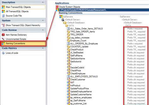 revise las políticas de asignación de nombres en sql server t sql
