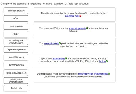 solved complete the statements regarding hormone regulati