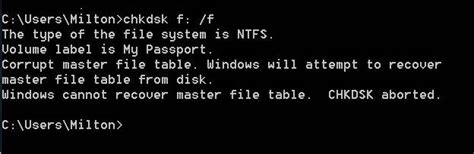 fixed corrupt master file table windows cannot recover master file table chkdsk aborted