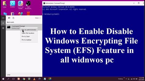how to enable disable windows encrypting file system efs feature