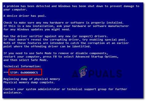 how to fix bsod stop error 0x000000c5
