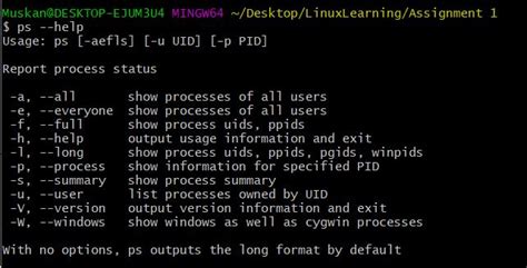 linux why am i not able to use o or format with ps