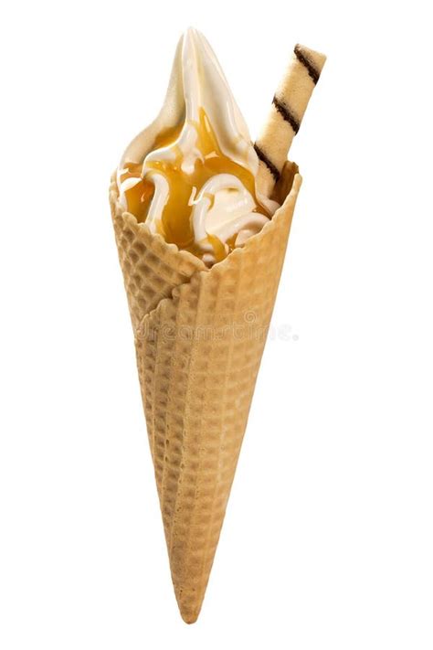 Vanilla Soft Ice Cream Waffled Cone Stock Image Image Of Dessert