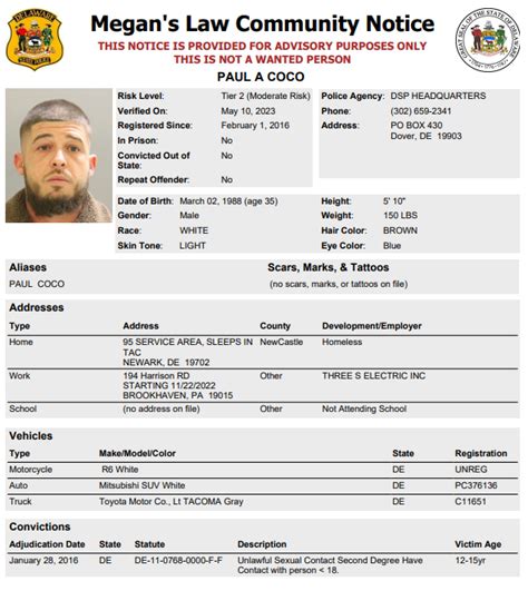 Homeless Sex Offender Notification Delaware State Police State Of