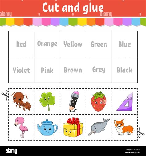 Cortar Y Pegar Aprender Juegos De Color Para Preescolar Hoja De