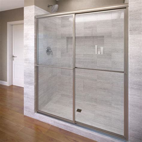 Basco Deluxe 40 In X 68 In Framed Sliding Shower Door In Brushed
