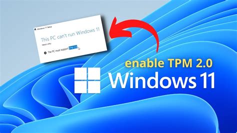 How To Enable Tpm 2 0 Windows 11 Installation Requirement Youtube