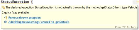 howto activate eclipse java warning unnecessary declaration of thrown