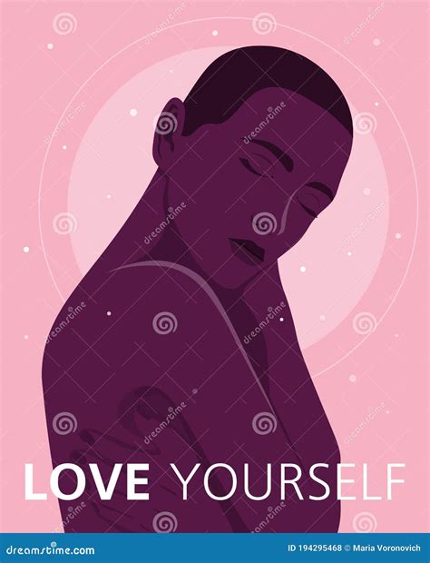 Self Acceptance Woman Hugging With Her Reflection In The Mirror