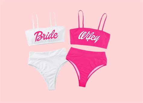 Two Piece Bachelorette Swimsuits Bride And Wifey Bach Bride