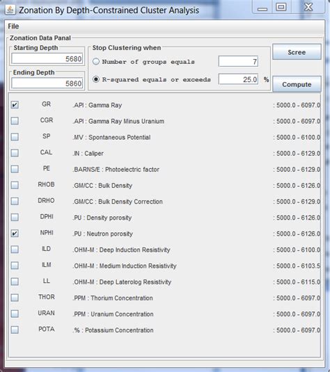 Help Pfeffer Java Applet Zonation By Depth Constrained Cluster Analysis
