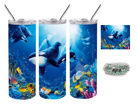 Whale Reef Digital Image For Sublimation 20oz Skinny Tumbler – Digital