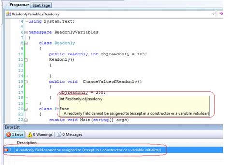 modify the value of readonly varibale