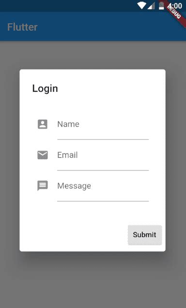 creating a forms on popup in flutter flutter agency