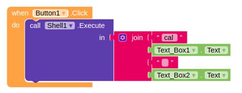 shell command to make a calendarmaker guides kodular