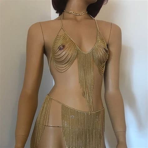 Gold Chain Bra Gold Body Chain Body Jewelry Jewelry Bra Etsy