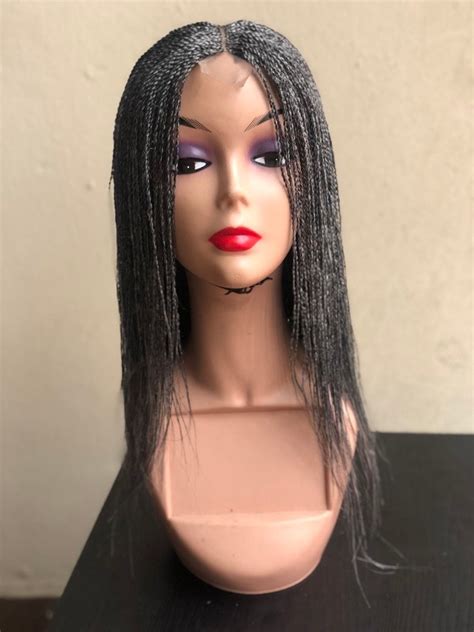 Micro Braided Handmade Wig 18 Salt And Pepper Closure Finish Etsy