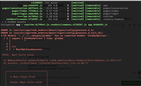 fatal nuxt build error 1 10 module types globby has no