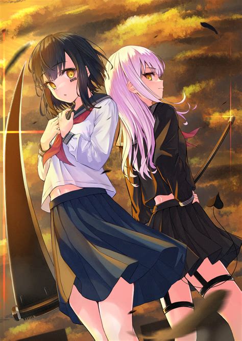 Safebooru 2girls Absurdres Arisugawa Bii Black Hair Black Sailor