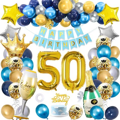 Buy 50th Birthday Decorations Navy Blue Gold 50th Birthday Party