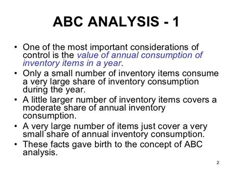 Inventory Control Abc Analysis