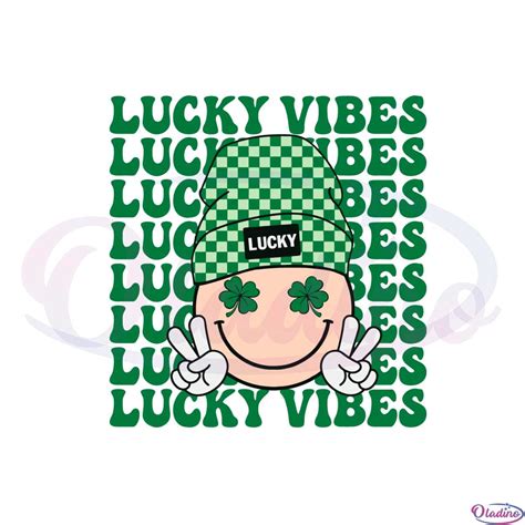 St Patricks Day Smiley Face Lucky Vibes Svg Graphic Designs Files