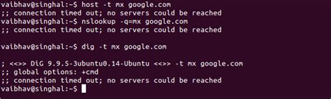 domain getting no servers could be reached when using host nslookup