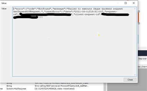 error failed to execute skype backend request get thread s2srequest