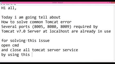 how to solve common tomcat error 8080 address already in use youtube